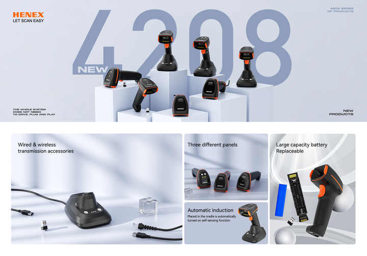 HENEX Barcode Scanner 4208 - High-Speed, Accurate Scanning