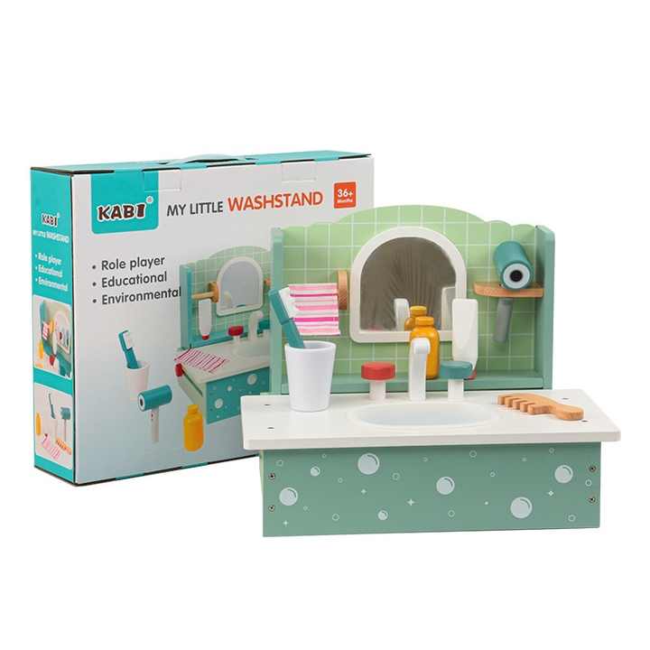 Wooden Pretend Play Kitchen Set with Coffee Machine & Dessert Toys ...
