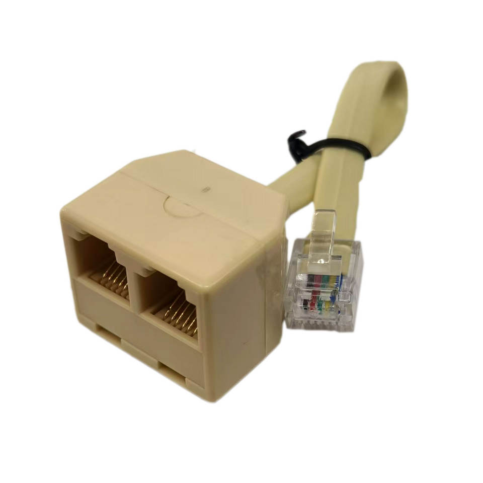 YBO RJ12 Male to 2 RJ12 Female 6P6C ABS Network Cable Splitter Coupler ...