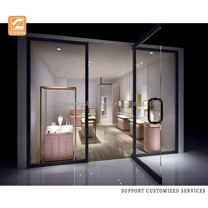 Luxury Modern Portable Exhibition Counter Custom Logo Metal Glass ...