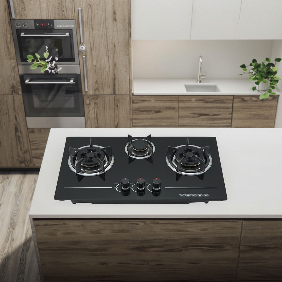Gas Cooker 3 burner Cooktop House Restaurant Use Gas Cooker Tempered ...
