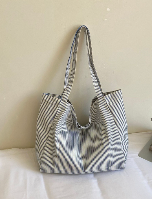 Korean Minimalist Vertical Stripe Travel Shoulder Bag Foldable ...
