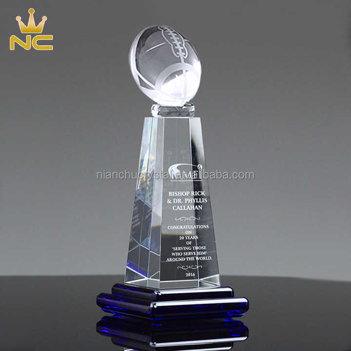 New Design K9 Crystal Glass NFL Souvenir Trophy - Customizable