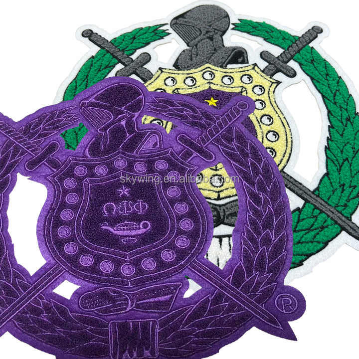 All Purple 1911 Group of Fraternity Chenille Omega Shield, Iron on ...