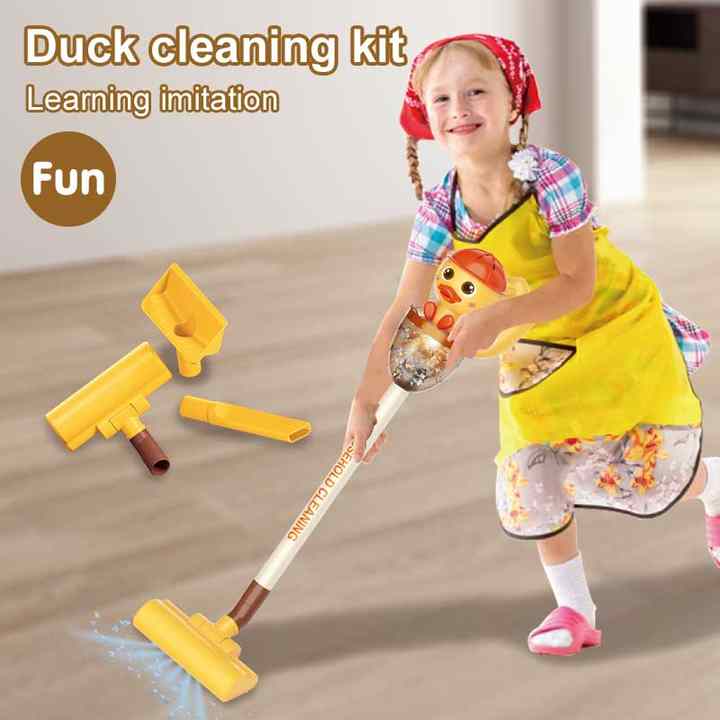 Cute Cartoon Duck Shape Cleaning Kit Pretend Vacuum Cleaner Toy ...