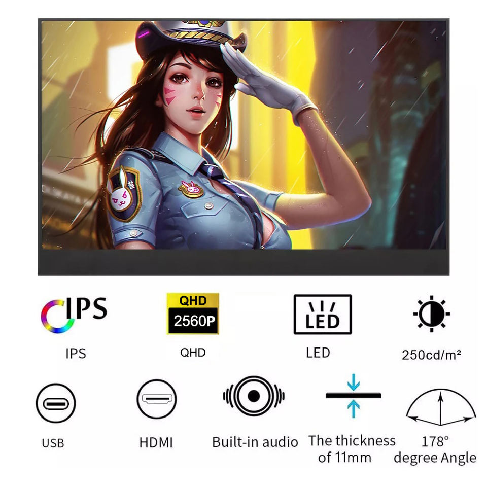17 inch Portable Monitor 144Hz 2560P FHD IPS Large Portable Monitor for ...