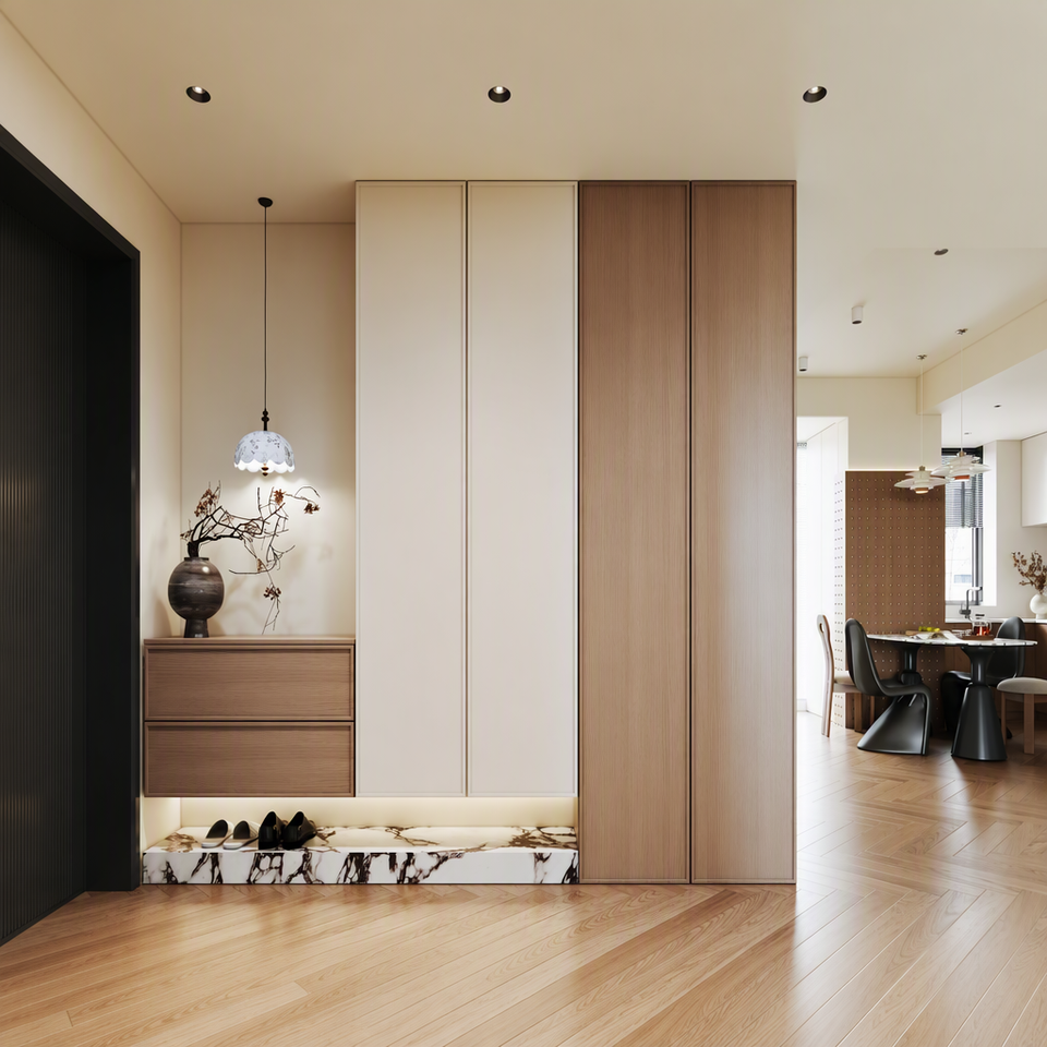Modern Custom Entryway Shoe Cabinet Integrated Mudroom Storage Unit ...