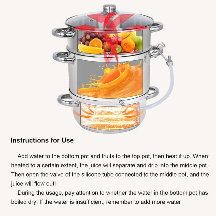 Customizable 5L 8L Fruit Juice Steam Pots Stainless Steel Juice Steamer ...