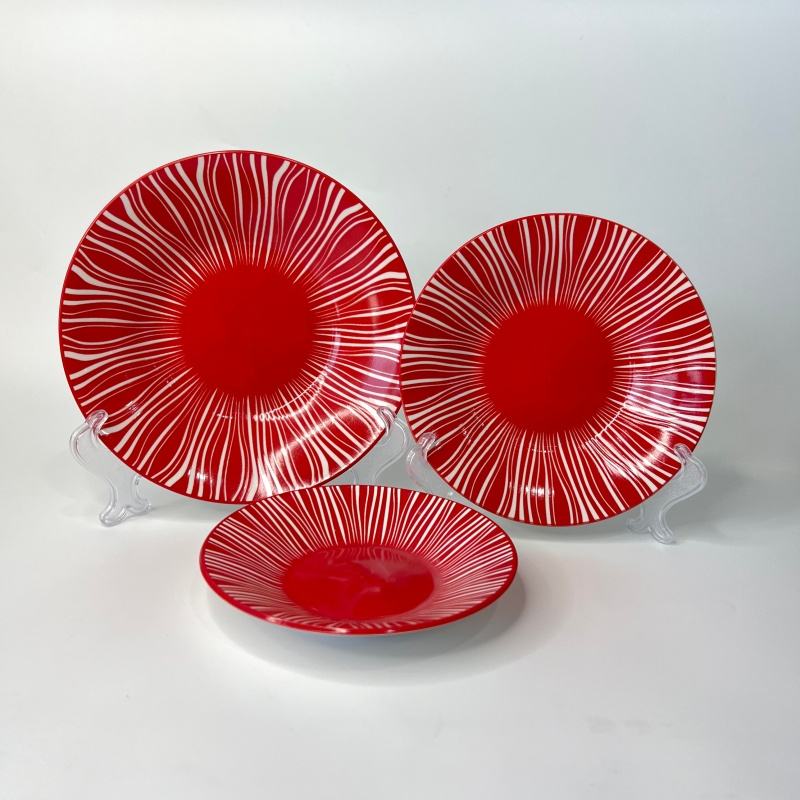 Vintage Pad Painting Red Ceramic Dinnerware Set Charger Plate Classic ...