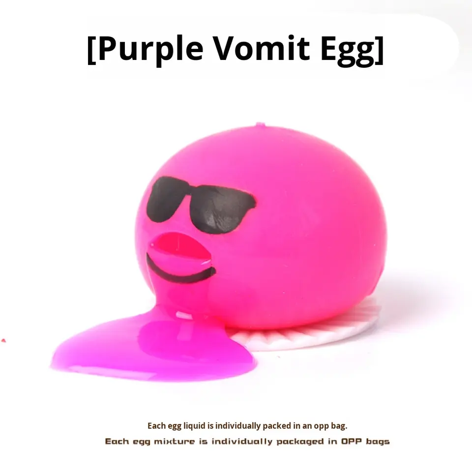 Seven-color Cute Rubber Creative Vomit Egg Decompression Squeeze Stress ...