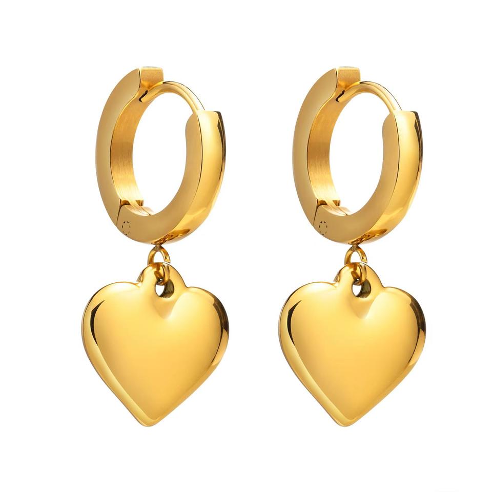 Fashion Jewelry Set Women Stainless Steel 18k Gold Love Heart Pendant ...