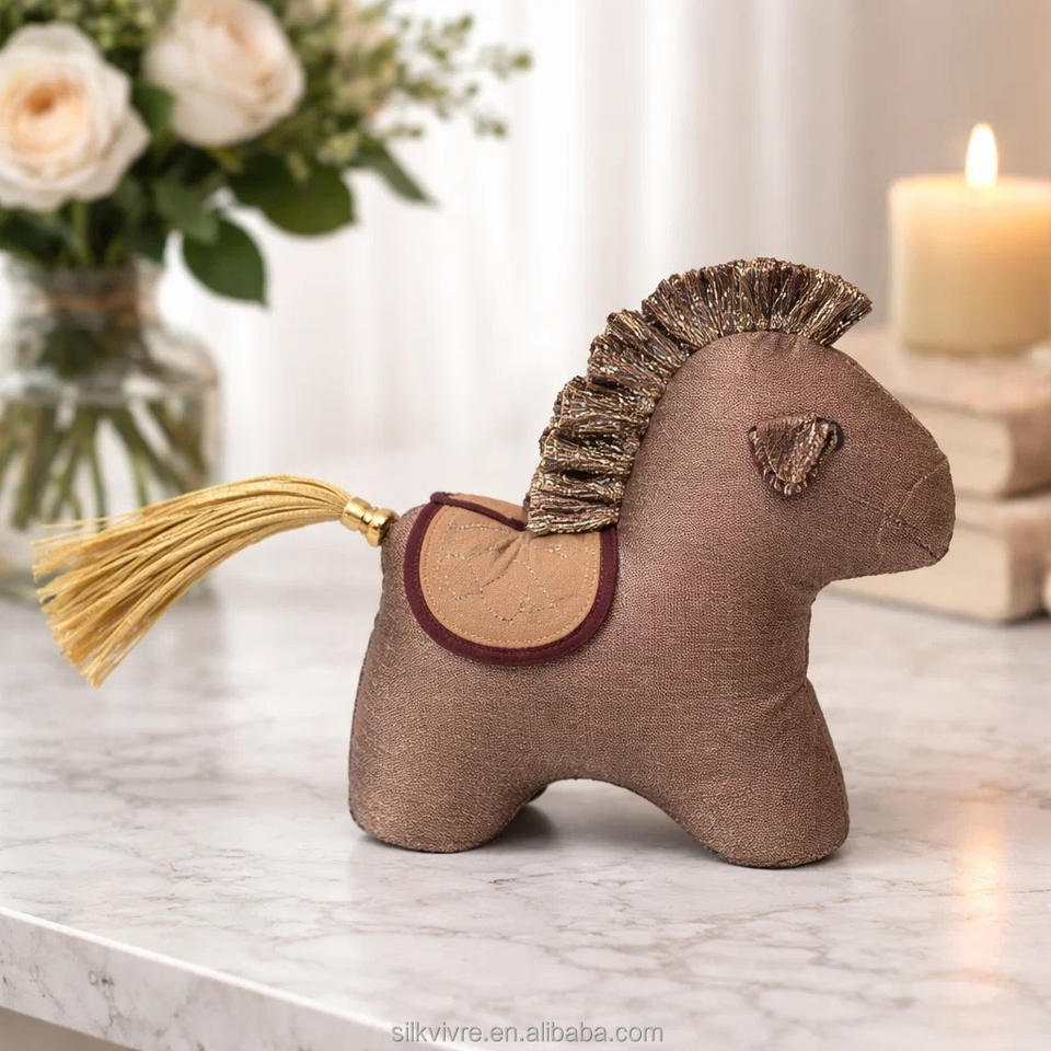 Handmade Silk Kesi Embroidered Horse Ornament, Mini Plush Desk Decor ...