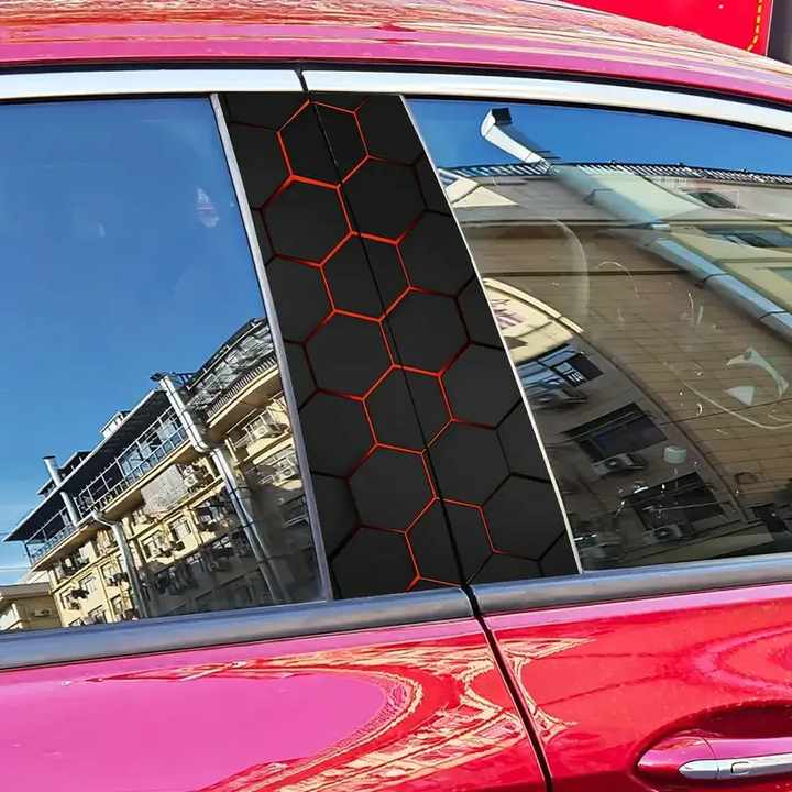 2pcs Sci-Fi Themed B Pillar Car Decals Durable Vinyl Hexagonal Pattern ...