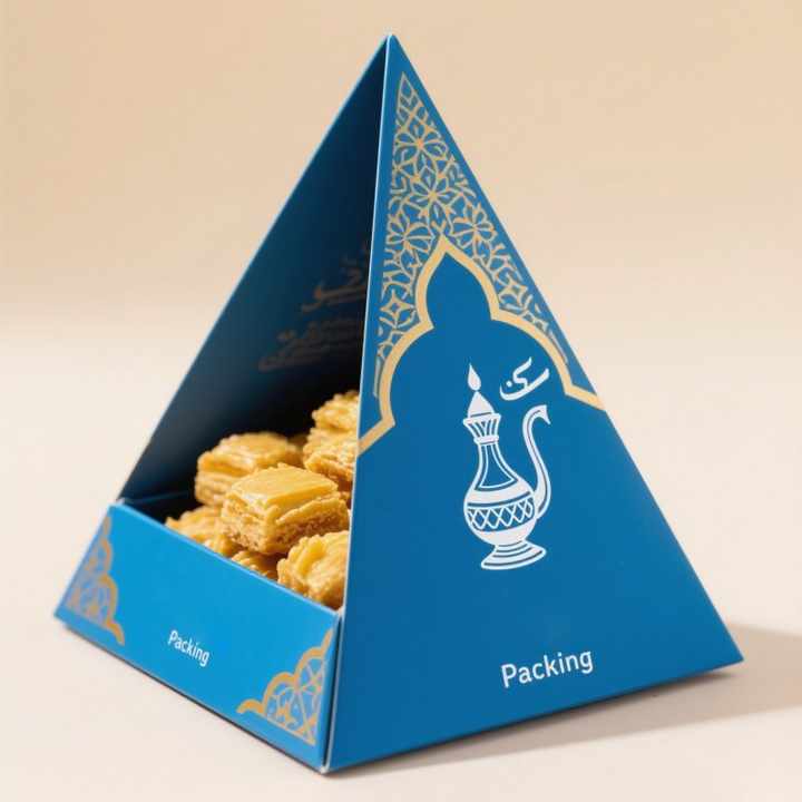 Arabic Eid Pyramid Paper Food Box Takeout Snack Bakery Dessert Pastry ...