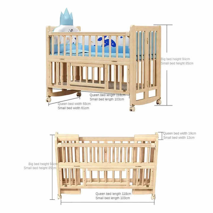 Kindergarten Foldable Baby Crib Wooden Toddler Nap Bed Nursery ...