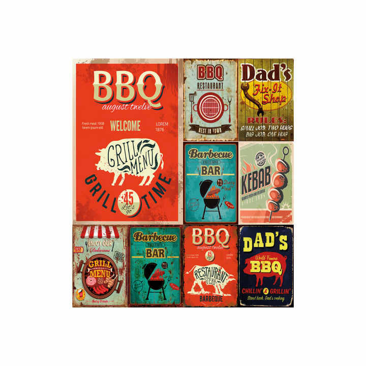 DAD'S BBQ Retro Metal Tin Signs Plaque Metal Wall Decor Barbecue Bar ...
