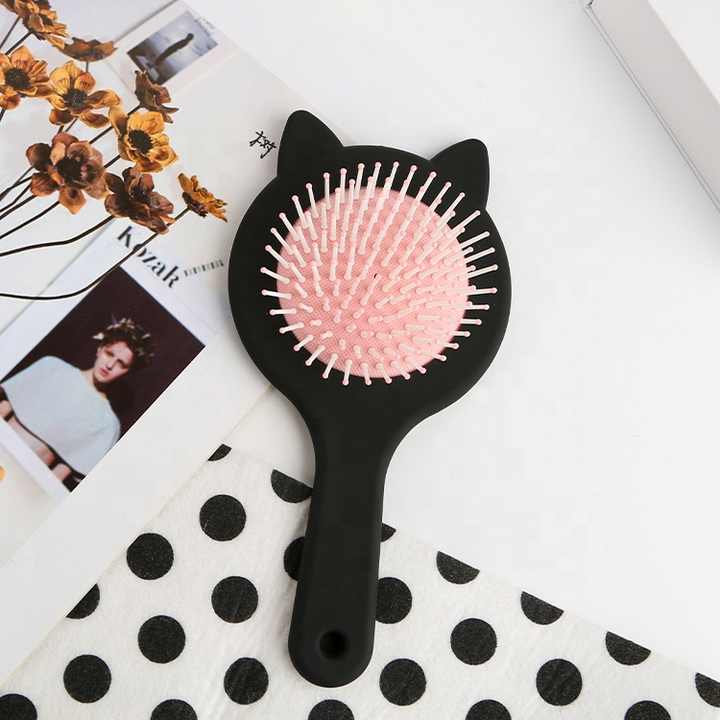 Gloway New Arrival Custom Logo Black Cat-Shape Detangling Paddle ...