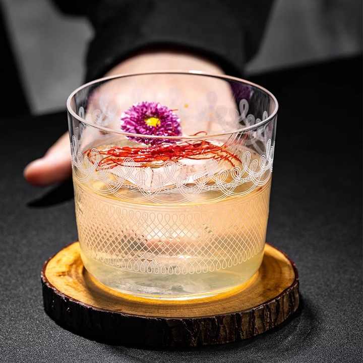 Japanese Style Lightweight Engraved Cocktail Glass Collins Glass Long ...