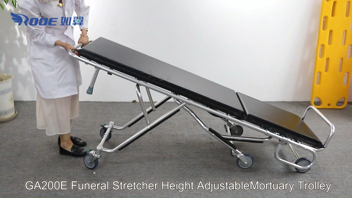 GA200E Black Funeral Mobile Four Gear Adjustment Mortuary Morgue Cart ...