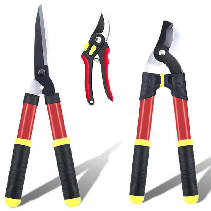 3pcs Garden Shear Set Long Handle Heavy Duty Pruning Shears Tree ...