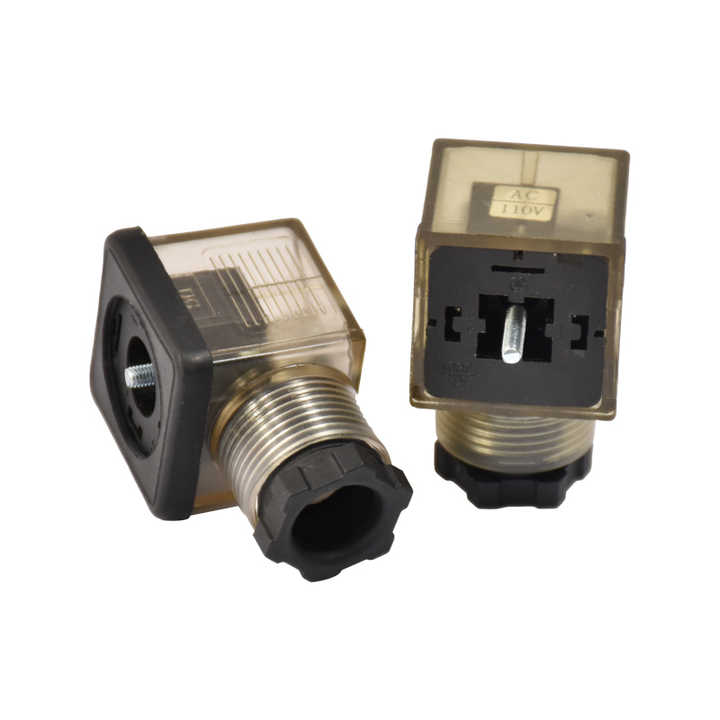 DIN 43650-A Solenoid Coil Connector Socket with LED 12.24V DC 3 Pole ...