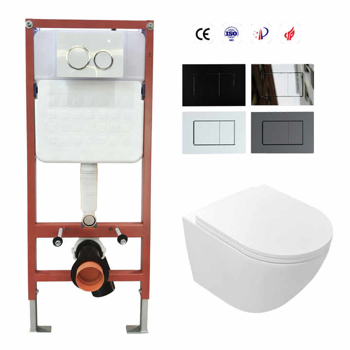 TS006T-1 Modern Wall Hung Combo Set Dual-Flush HDPE In-Wall Concealed ...