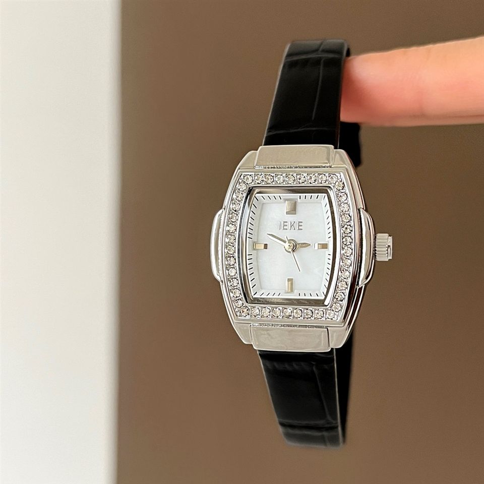 IEKE Cask Diamond-Encrusted Mother-of-Pearl Watch for Women Retro ...