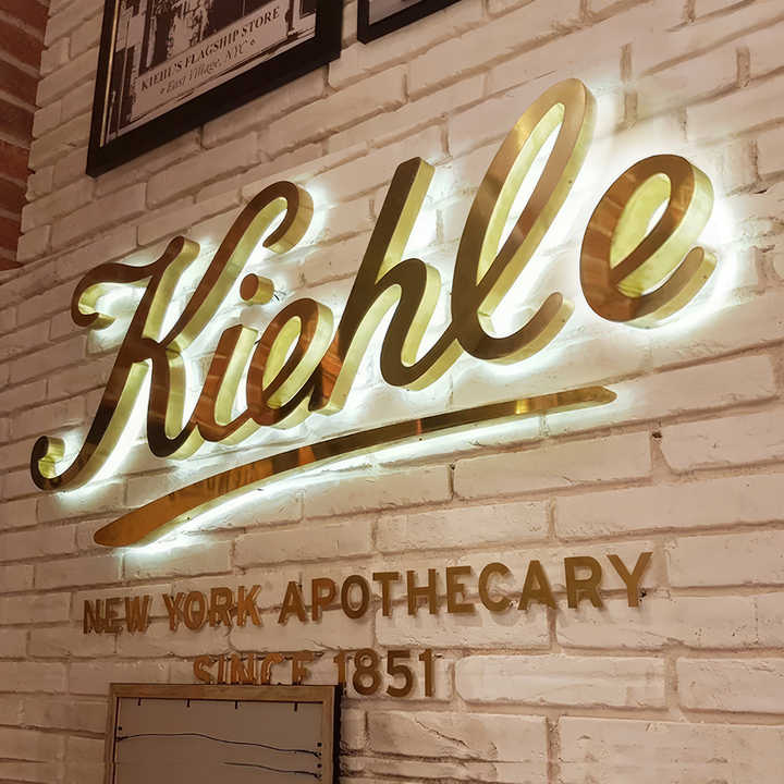 Customized Brushed Gold Backlit Signs for Business Logo