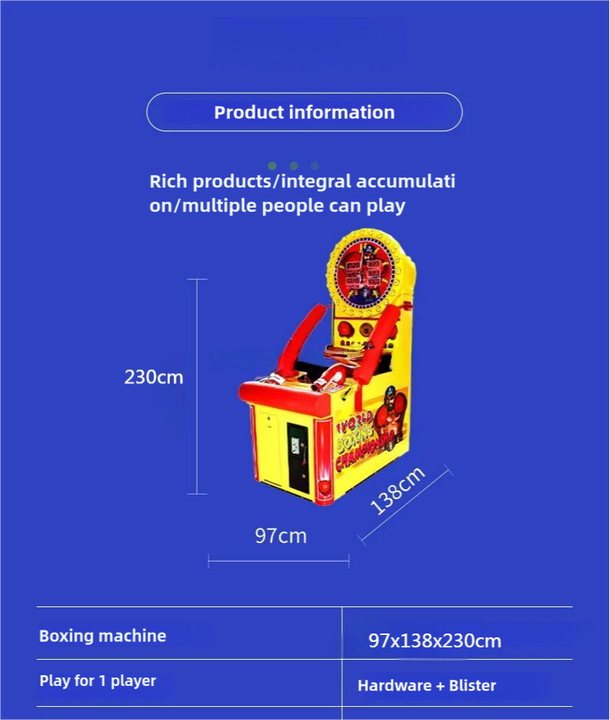 Coin Operated Boxing Arcade Machine Punch Redemption Game Indoor Skill ...