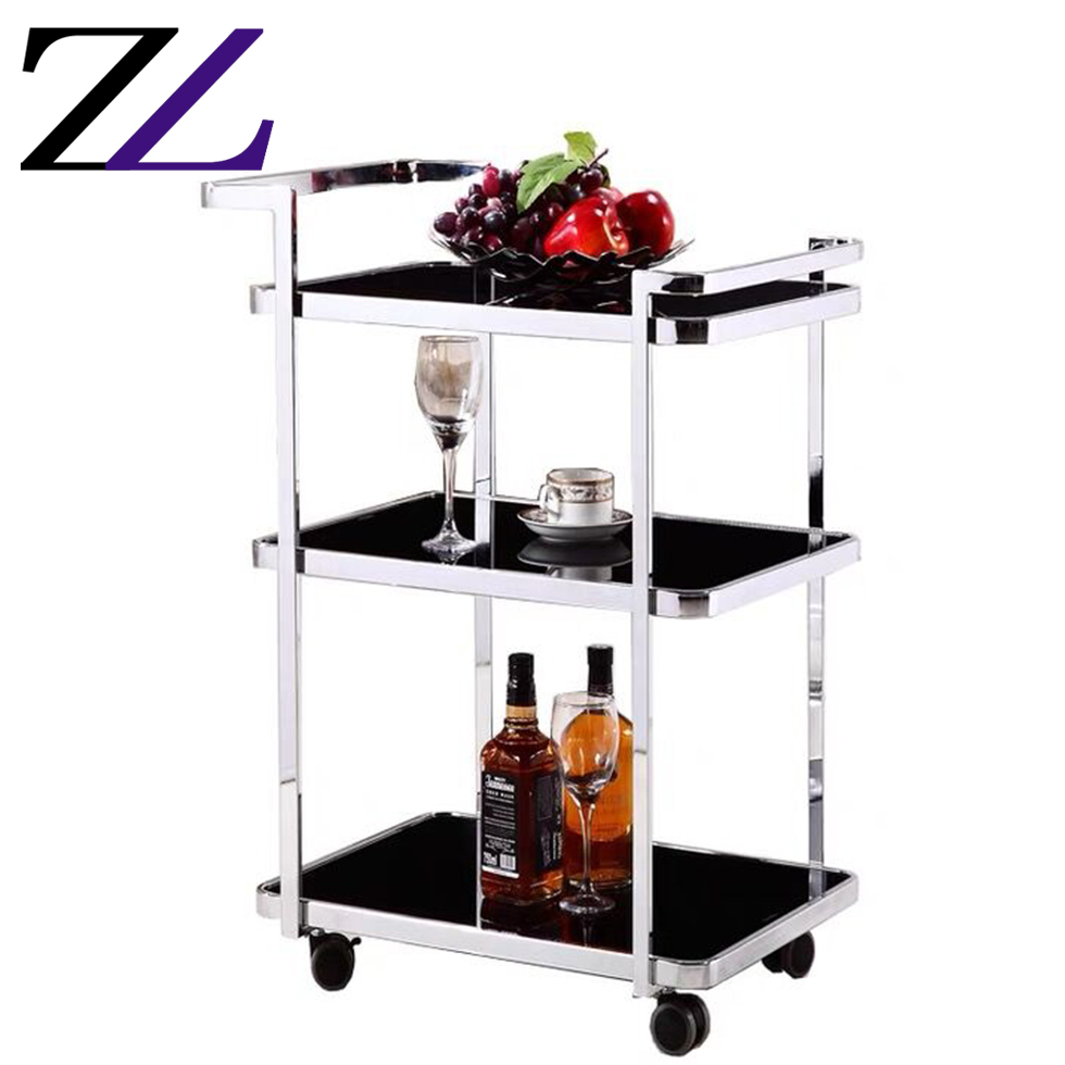 Luxury Tea Trolley - Gold Metal 3-Tier Hotel Cart