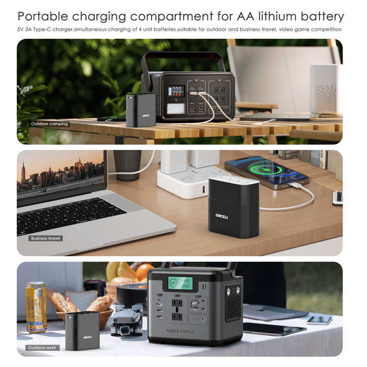 15W Portable Type-C Charger for AA & AAA Lithium Batteries