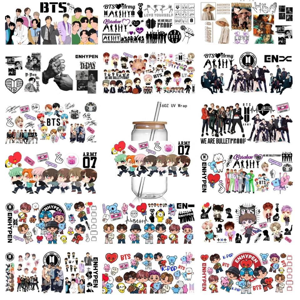 1000+ New Trend bt 16oz uv Llbbey Glass Cup Wrap music Kpop 3D UV ...