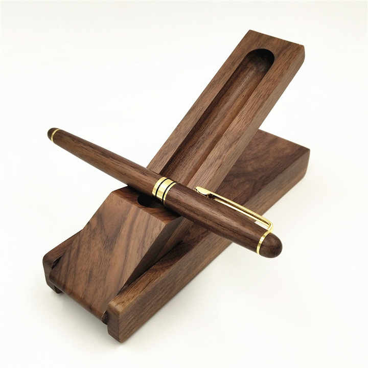 High-End Wood Walnut Fountain Pen Set Laser Engraved Logo Commercial ...
