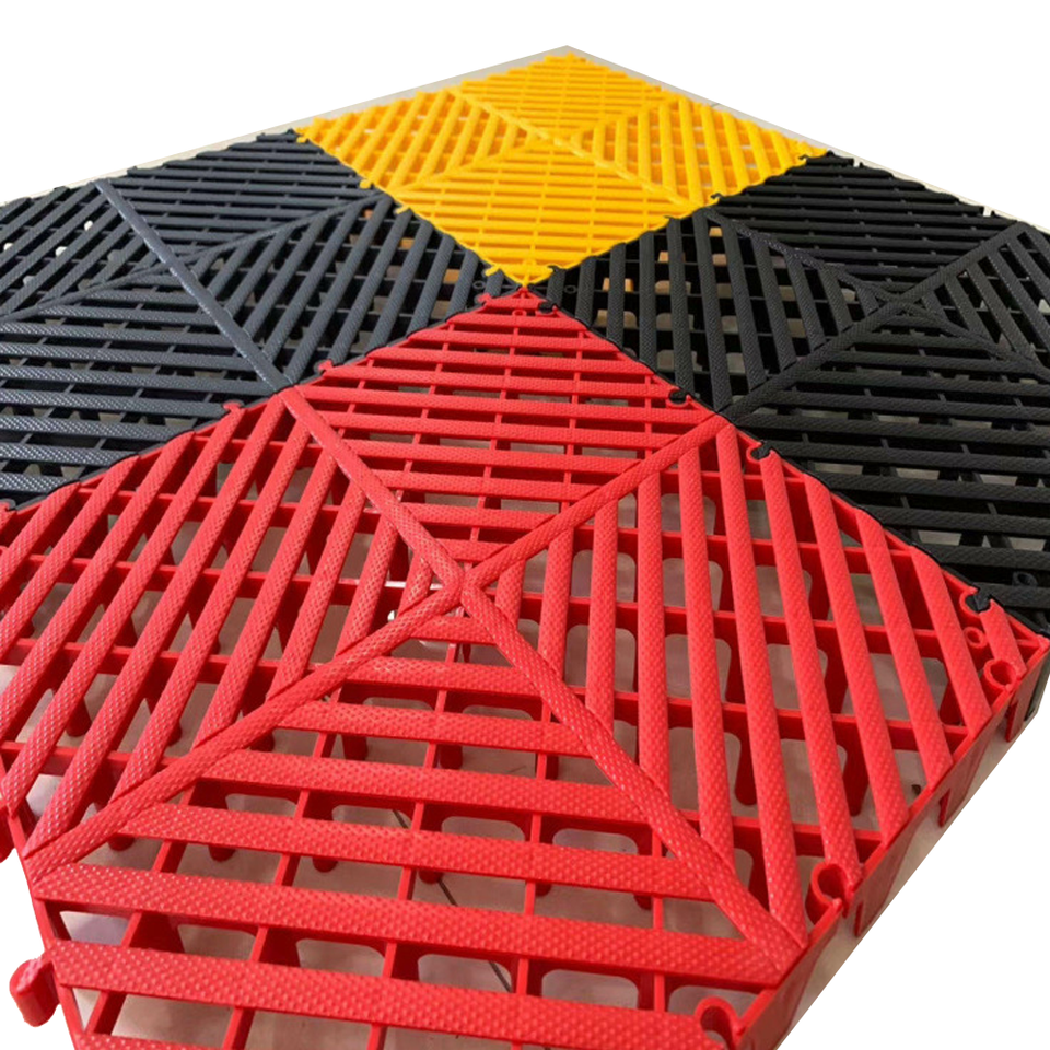PP Interlocking Garage Floor Tiles Car Workshop Flooring Drainage Car ...