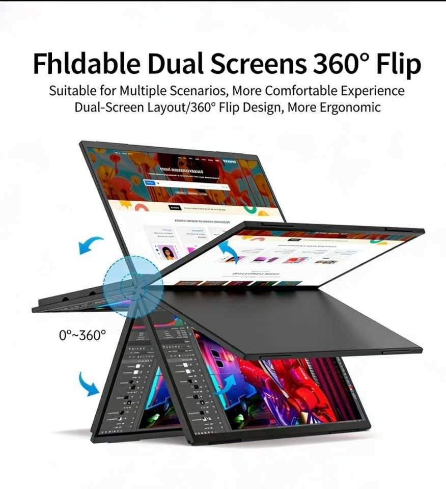 14" 2.5K Dual Screen Portable Monitor, Type-C HDMI Laptop Extended ...