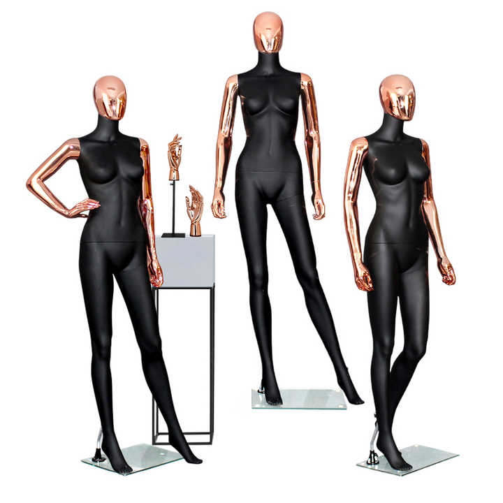 Hot Selling Window Lady Female Mannequins Gold Black Fiberglass Full ...