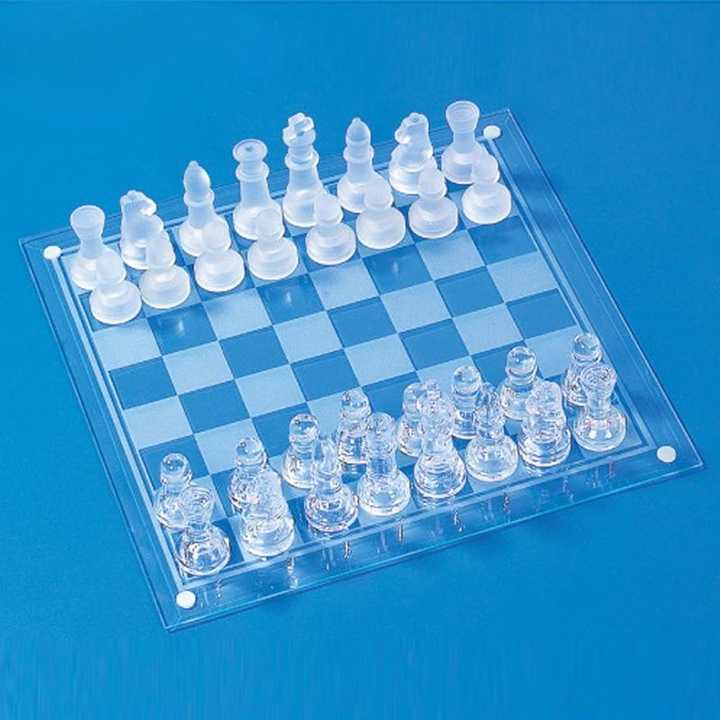 Luxury Frosted Glass Crystal Chess Set - 20*20cm Board