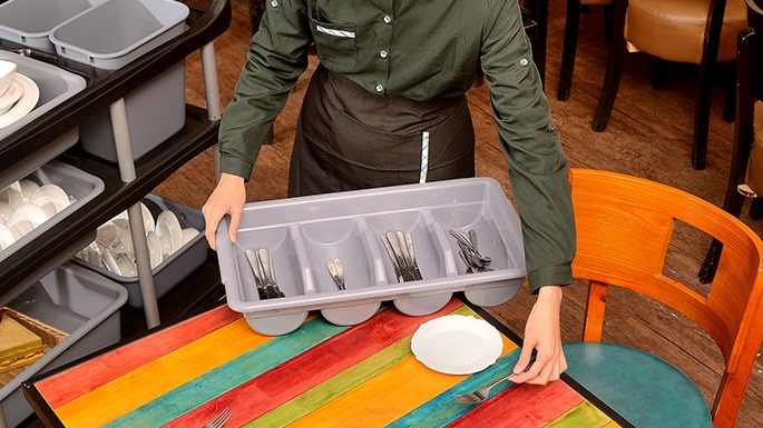 4 Compartment Plastic Fork Knife Storage Box - Durable & Convenient