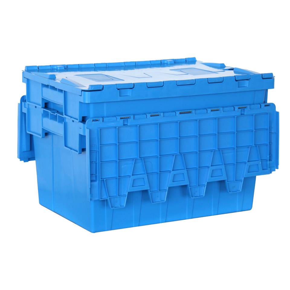 Heavy Duty Nestable Plastic Containers with Attached Lids Hard-Wearing ...