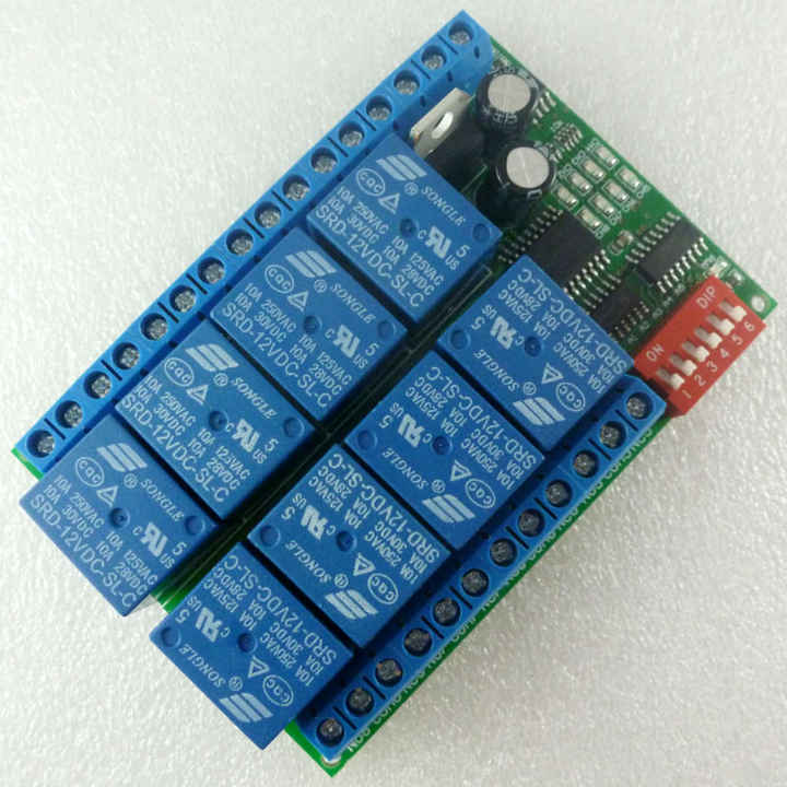 R421A08 8 Channel DC 12V RS485 Relay Module Modbus RTU 485 Remote ...