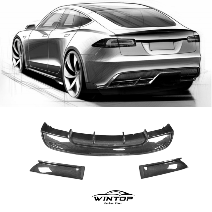 Vacuum molding Carbon Rear Diffuser Splitters for Tesla Model S 70D ...