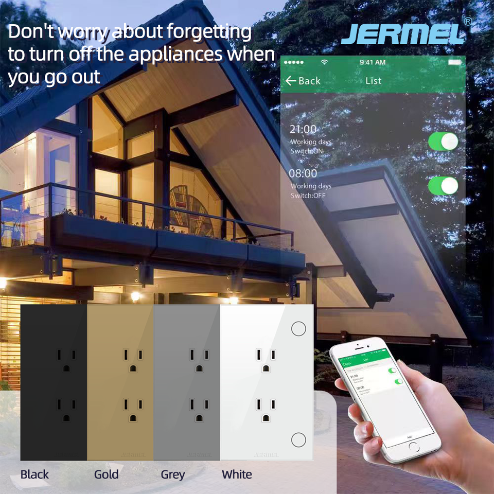 2 Flat Plugs 2 Switches Smart Home Tuya Plug Smart Life App Control ...