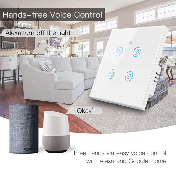 SPKM EU 1/2/3/4 Gang Tuya Smart Switch Light Alexa Voice Control