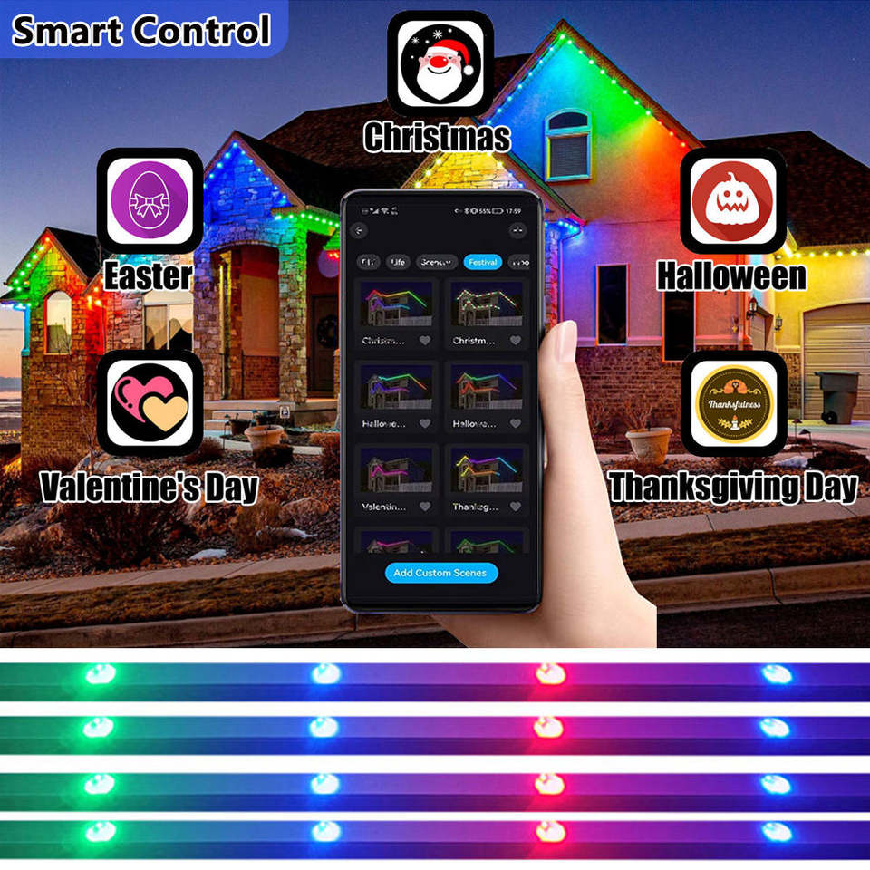 Permanent Holiday Lights Rgbw 12v 24v Led Pixel Point Light Music Sync ...