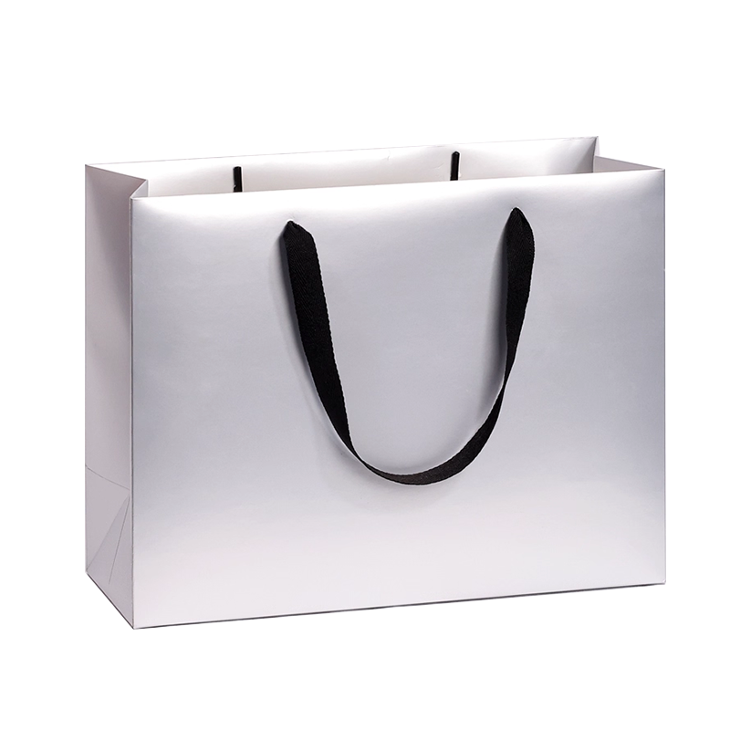 Eco-friendly Recyclable Luxury Shiny Silver Paperboard Bag Large ...
