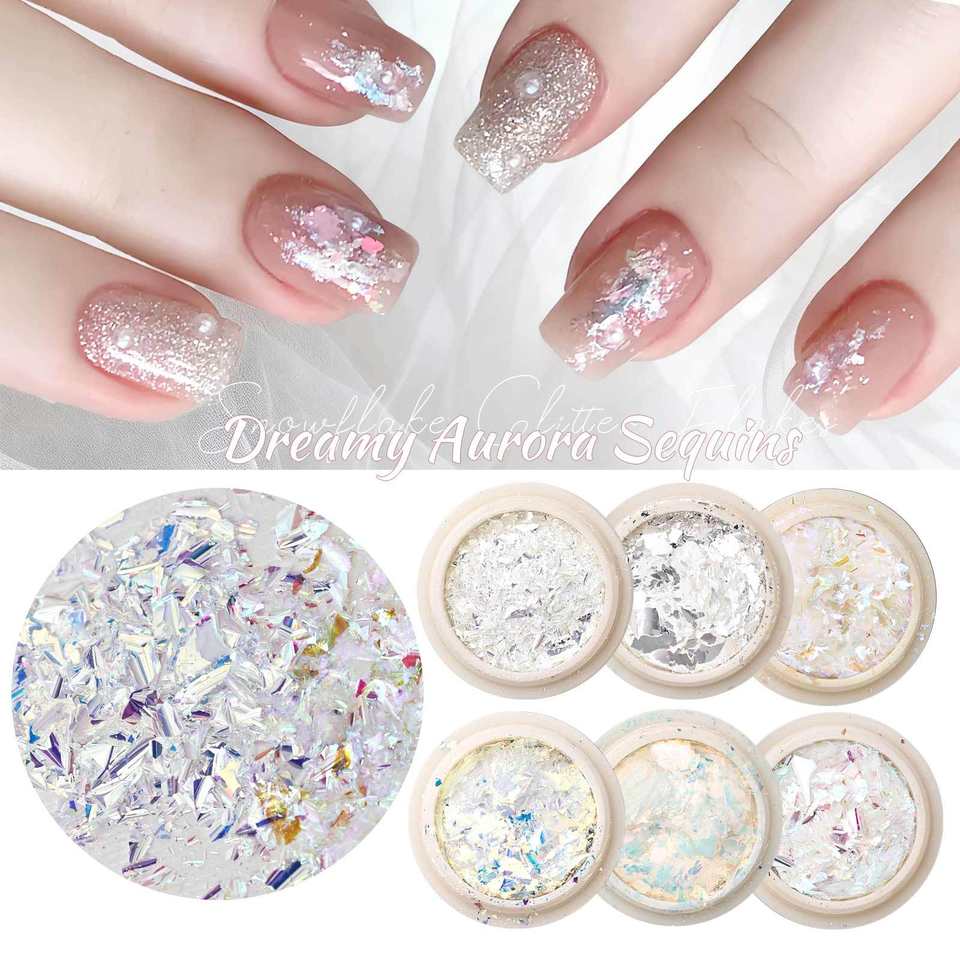 Nail Decoration Shiny Aurora Sequins Opal Holographic Chunky Glitter ...