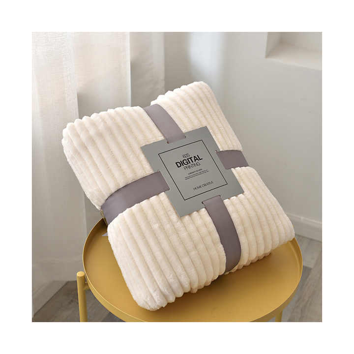 Wholesale Solid Reversible 100% Polyester Fleece Blanket Stripes Chunky ...