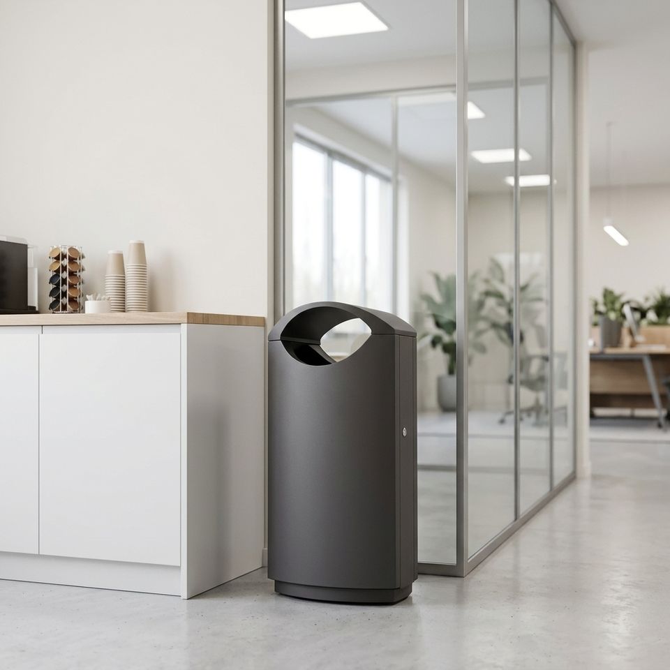 Metal Commercial Outdoor Waste Bin, Modern Round Garbage Container for ...