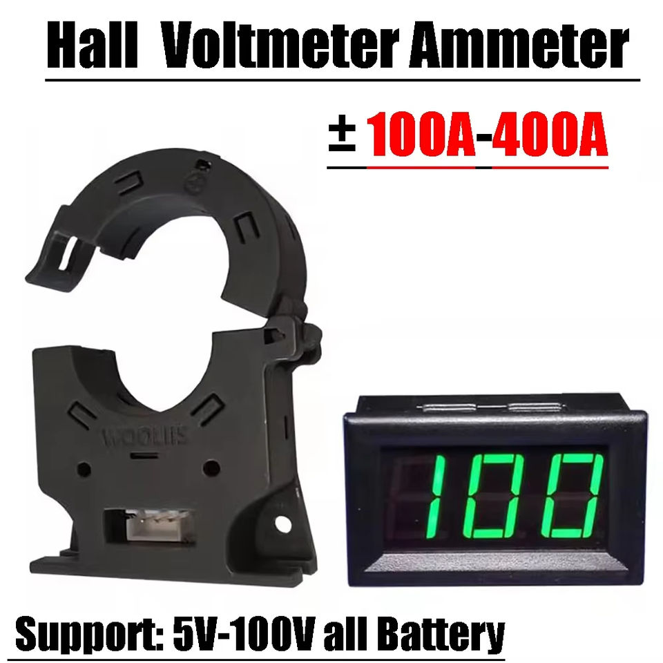 100A 400A Hall Ammeter Voltmeter Battery Charge Discharger Tester LED ...