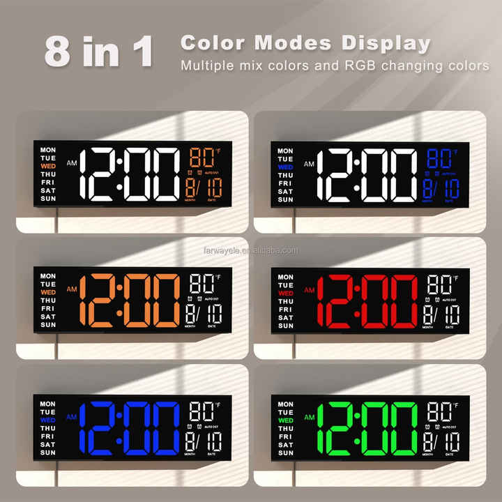 16" Large Digital Wall Clock Timer Remote Controlled 2 Alarms LED ...